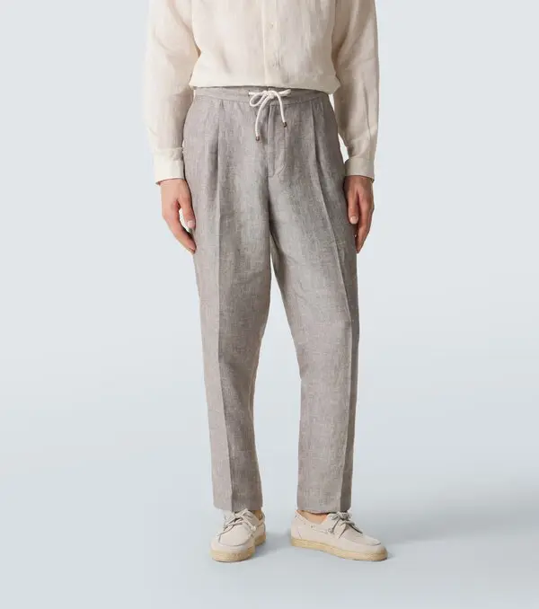 Brunello Cucinelli Hemp And Linen Tapered Pants