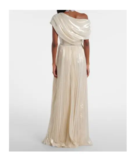 SELF-PORTRAIT Asymmetric Draped Silk-blend Chiffon Maxi Dress