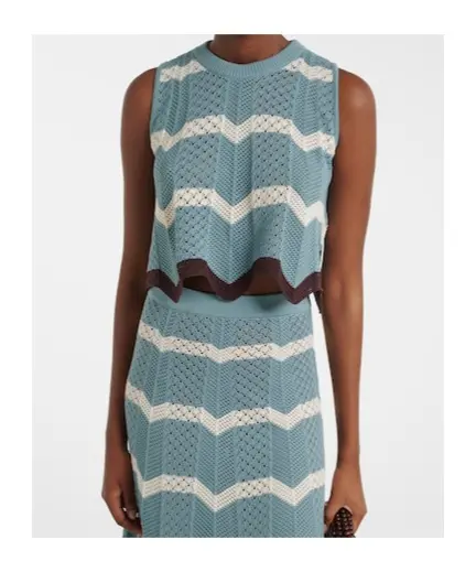 La DoubleJ Chevron Crochet Cotton Crop Top