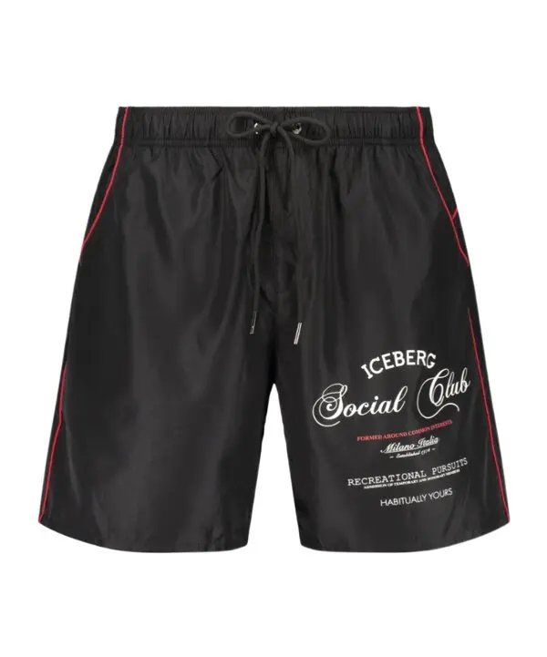 Iceberg Elastic Waist Swim Trunks - Black
