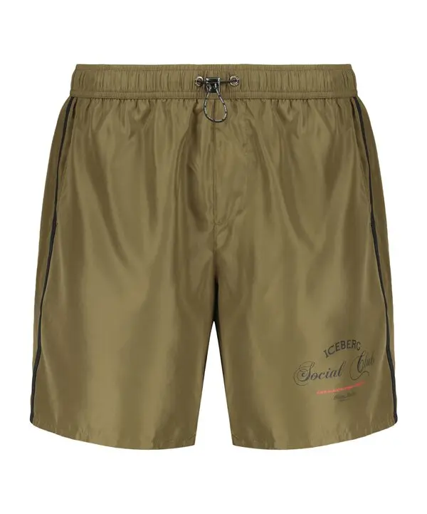 Iceberg Elastic Waist Swim Trunks - Green