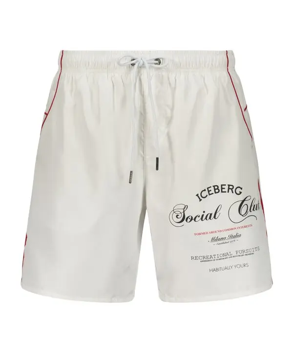 Iceberg Elastic Waist Swim Trunks - White