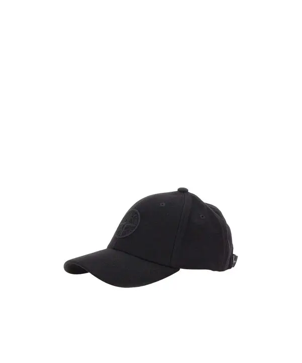 Stone Island Compass Embroidered Curved Peak Cap - Black