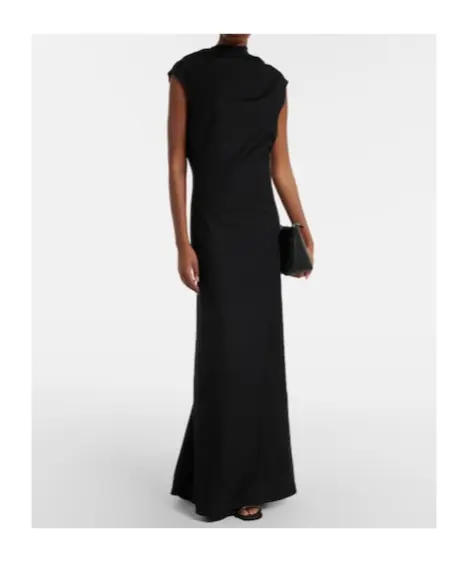 Brunello Cucinelli Monili Draped Wool-blend Gown