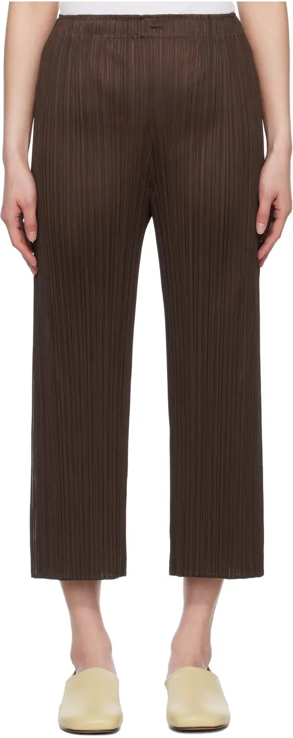 PLEATS PLEASE BY ISSEY MIYAKE Issey Miyake Pleated Wide-leg Pants - Dark Brown