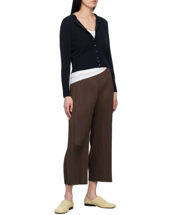 PLEATS PLEASE BY ISSEY MIYAKE Brown Pleated Wide-leg Cropped Pants