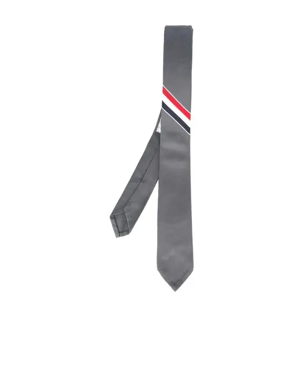Thom Browne Rwb Stripe Tie - Dark Gray