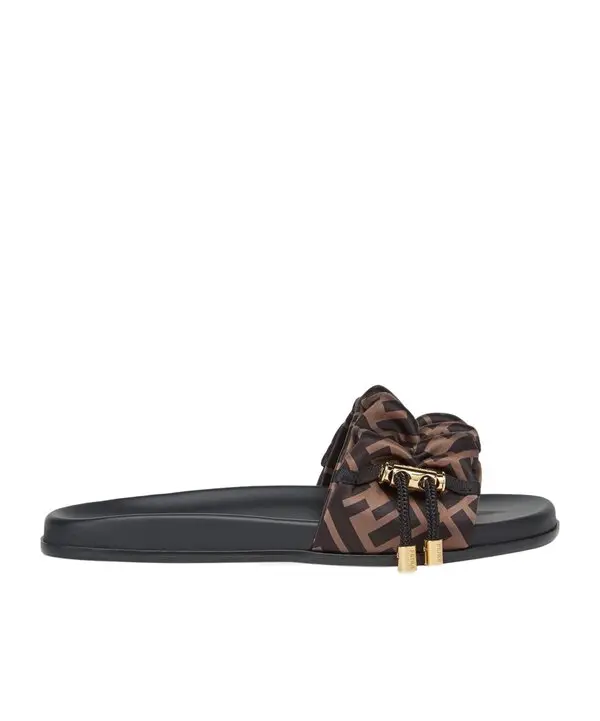 Fendi Toggle Fastening Ff Slide Sandals - Brown