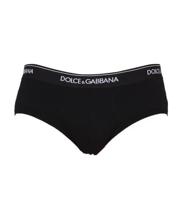 Dolce & Gabbana Dolce Gabbana Logo Waistband 2-pack Briefs - Black