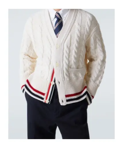 Thom Browne Cable-knit Virgin Wool Cardigan