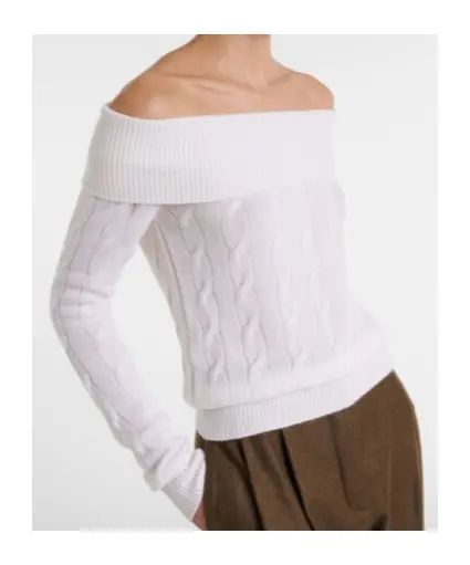 Ralph Lauren Cable-knit Off-shoulder Cashmere Sweater