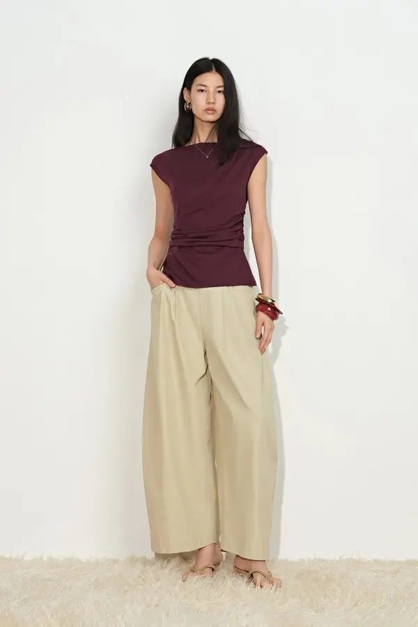 Fabrique Gemma Ruched Short Sleeve Top