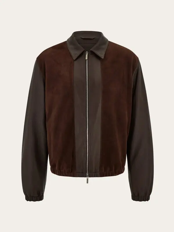 FERRAGAMO Deerskin Leather And Suede Blouson - Brown