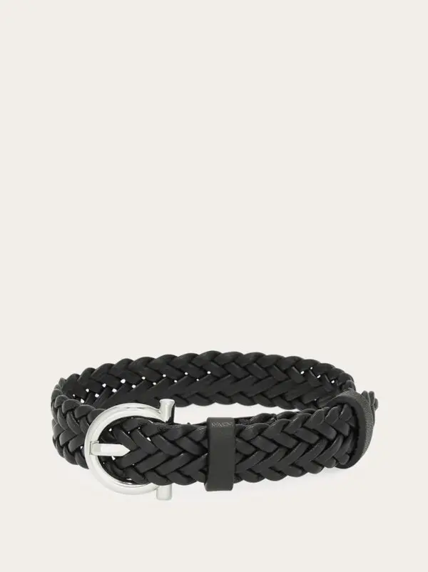 FERRAGAMO Woven Bracelet With Gancini Clasp - Black