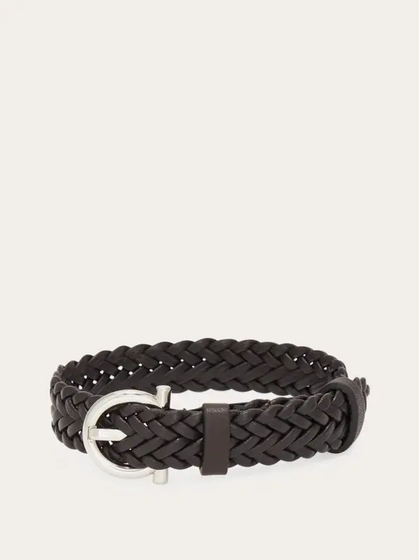 FERRAGAMO Woven Bracelet With Gancini Clasp - Brown