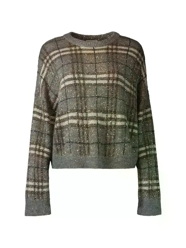 Brunello Cucinelli Sequin-embellished Plaid Sweater