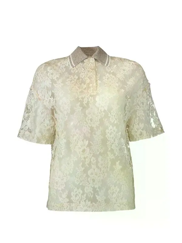 Brunello Cucinelli Floral-lace Polo Shirt