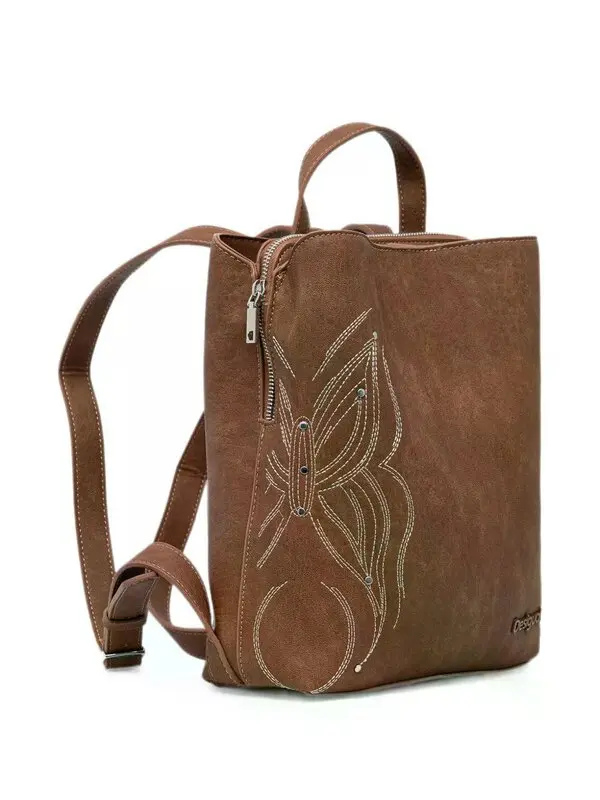 Desigual Embellished Butterfly Motif Zip Backpack