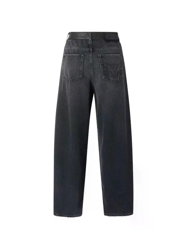 Pinko Leather-trim Wide-leg Jeans