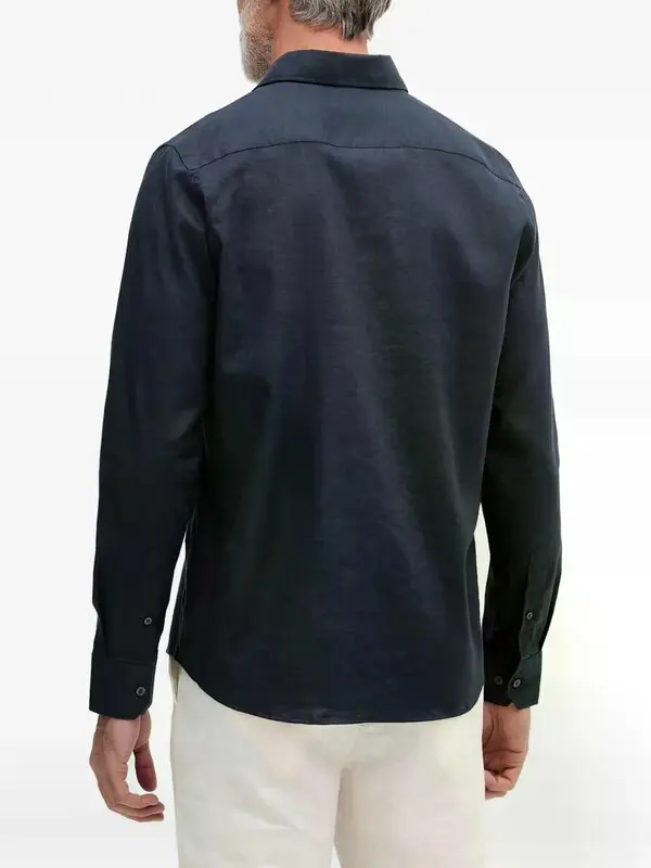 Karl Lagerfeld Embroidered-logo Button-down Linen Shirt