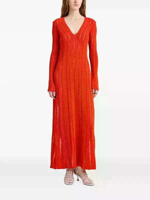 Proenza Schouler Maelle Dress In Drop Needle Tweed - Red