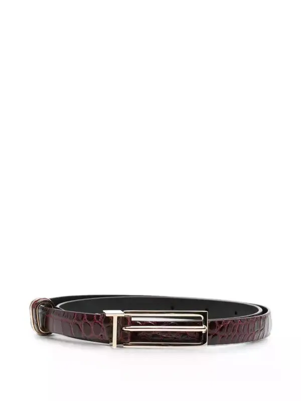 TOM FORD Croc-effect Leather Belt - Red