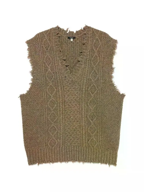 R13 V-neck Sleeveless Top With Frayed Edges