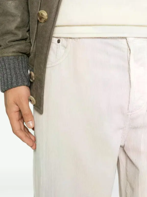 Brunello Cucinelli Off-white Corduroy Five-pocket Trousers - Neutrals