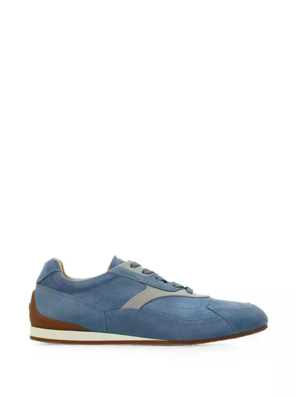 FERRAGAMO Suede Low Top Sneakers With Gancini Detail - Blue