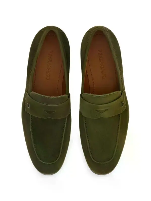 FERRAGAMO Suede Penny Loafers - Green
