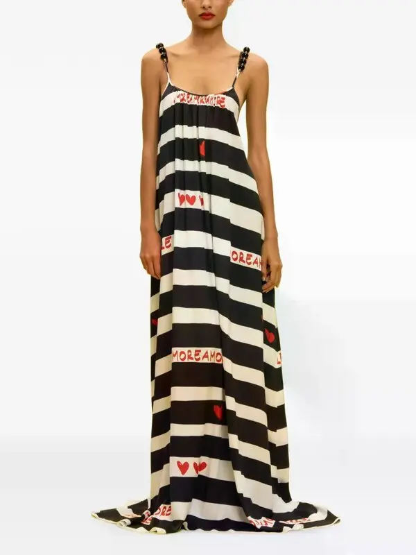 ALESSANDRO ENRIQUEZ Striped Heart-print Maxi Dress