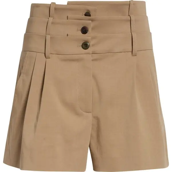 Monse Triple Waistband Wide Leg Shorts - Khaki