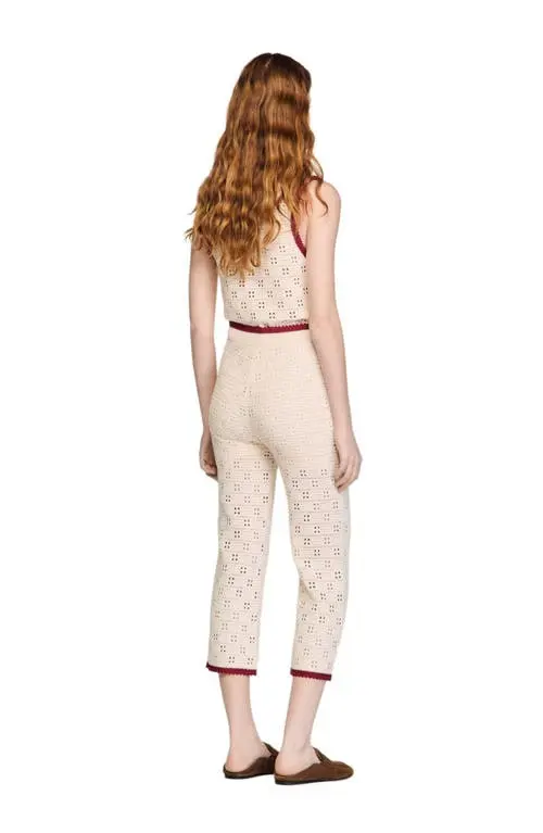 Sandro Crochet-look Knit Trousers