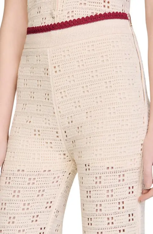 Sandro Crochet-look Knit Trousers