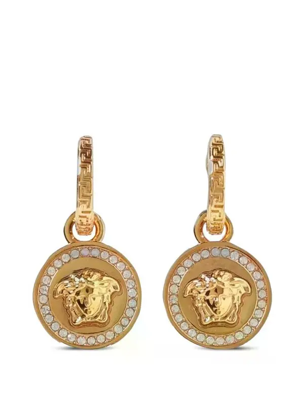 Versace La Medusa Greca Crystal-embellished Hoop Earrings - Gold