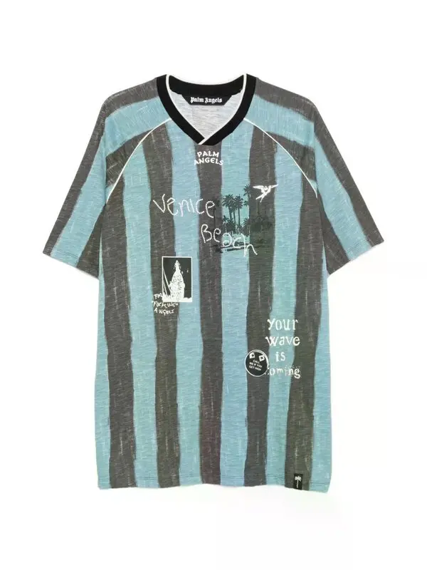 Palm Angels Striped Graphic-print T-shirt