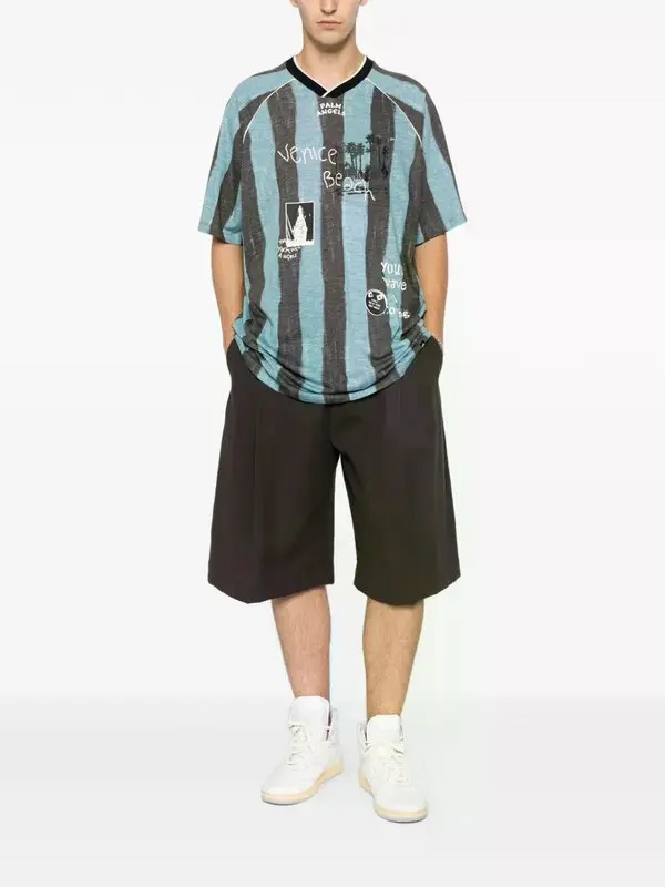 Palm Angels Striped Graphic-print T-shirt