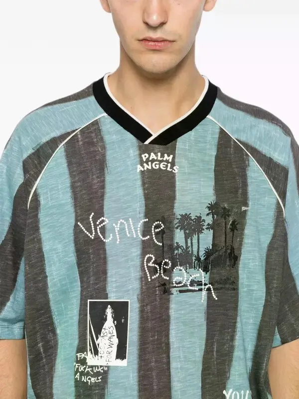 Palm Angels Striped Graphic-print T-shirt