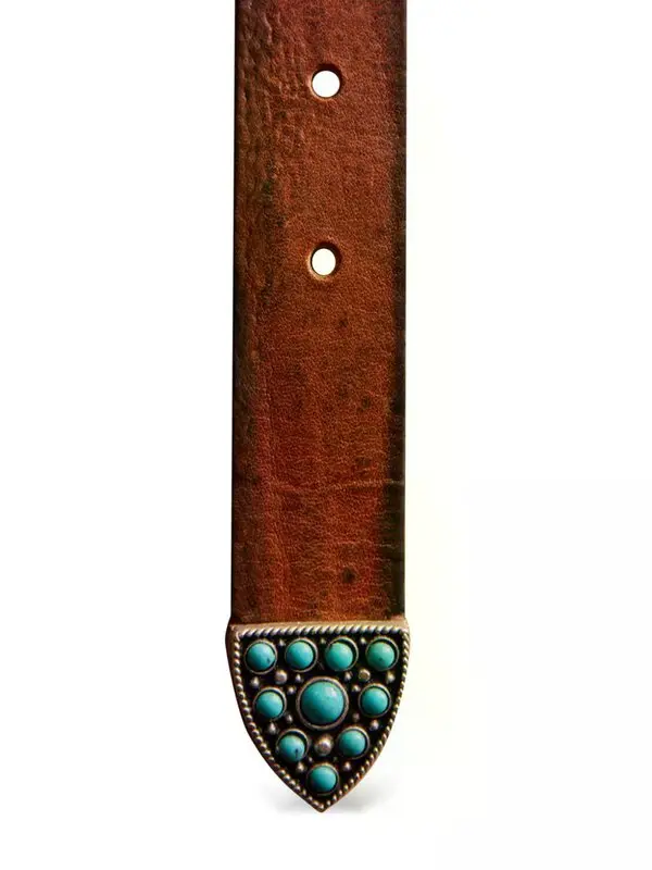 FORTELA Paste Stone Leather Belt - Brown