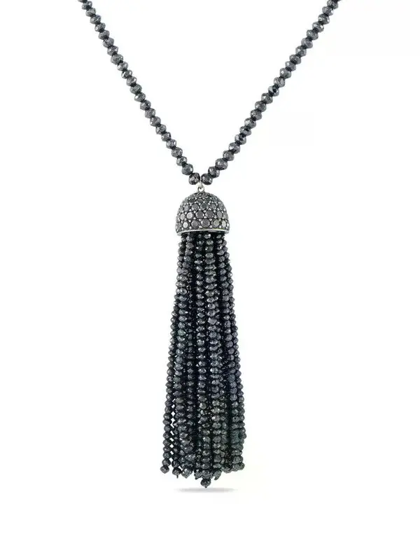 Ivanka Trump 18k White Gold Diamond Tassel Necklace - Black
