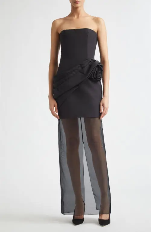 Carolina Herrera Draped Strapless Silk Faille & Organza Gown - Black