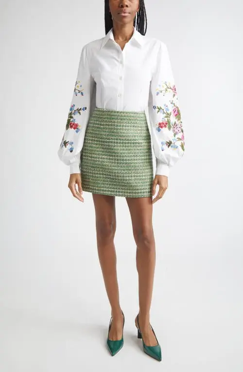 Carolina Herrera Embroidered Stretch Cotton Button-up Shirt