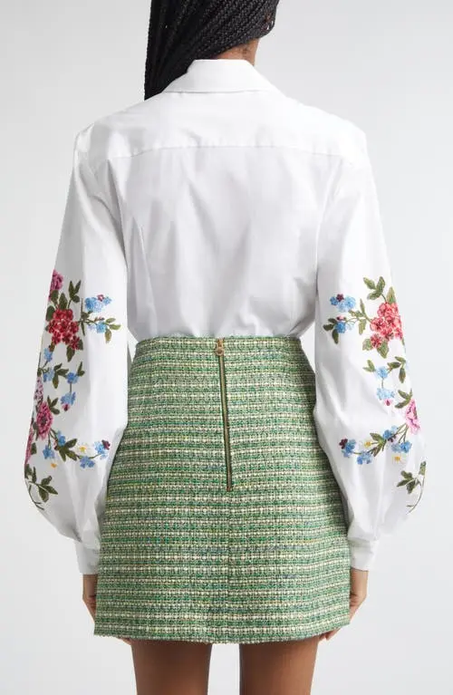 Carolina Herrera Embroidered Stretch Cotton Button-up Shirt