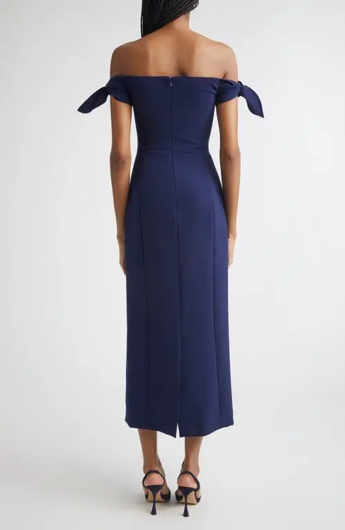 Carolina Herrera Off The Shoulder Stretch Crepe Column Dress