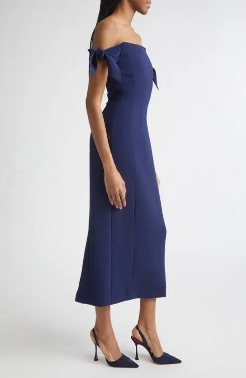 Carolina Herrera Off The Shoulder Stretch Crepe Column Dress
