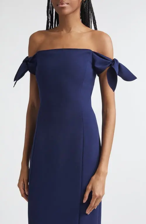 Carolina Herrera Off The Shoulder Stretch Crepe Column Dress