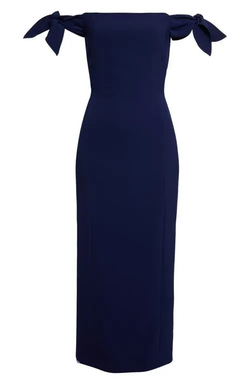 Carolina Herrera Off The Shoulder Stretch Crepe Column Dress