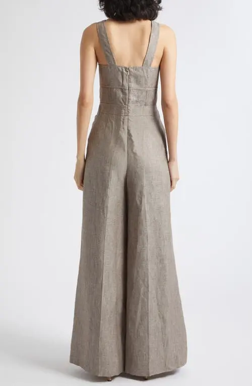 REISS Flora Wide Leg Linen Romper
