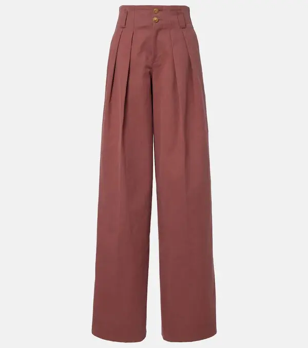 Chloé Cotton Canvas Wide-leg Pants - Red