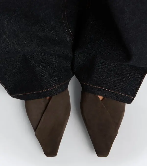 Brunello Cucinelli Suede Pointed Toe Ballerina Flats